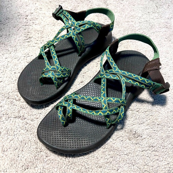 Chaco | Shoes | Chaco Womens 1 Zx1 Yampa Green Brown Strappy Sandals ...